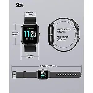 ASIAMENG Smart Watch for iOS and Android Phones IP68 Waterproof, Fitness Tracker Watch with Heart Rate/Sleep Monitor Steps Tracker Calories Counter Smartwatch for Men Women