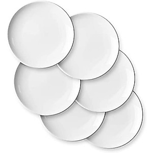 DELLING Ceramic Appetizer Plates, 7 Inch White Dessert Plates/Salad Plate, Small Dinner Plates for Snacks, Side Dishes, Round Serving Plates Set of 6, Microwave & Dishwasher Safe