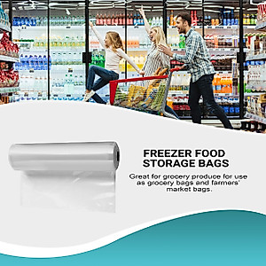 APQ Plastic Produce Bags Roll of 250 pcs, 14" x 20" Clear Plastic Bags for Food Storing and Transporting, 15 Micron Thick Food Bags Plastic from -50 to +220 degrees F, Waterproof Plastic Produce Bag