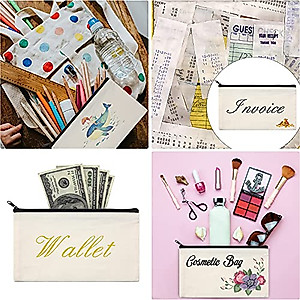 SEPGLITTER 4PCS Blank DIY Craft Bag Canvas Pouch Zipper Pen Pencil Case Cotton Invoice Pouch Bulk Cosmetic Bags for Makeup Travel Toiletry Storage 8.3 × 4.7 Inch（White）