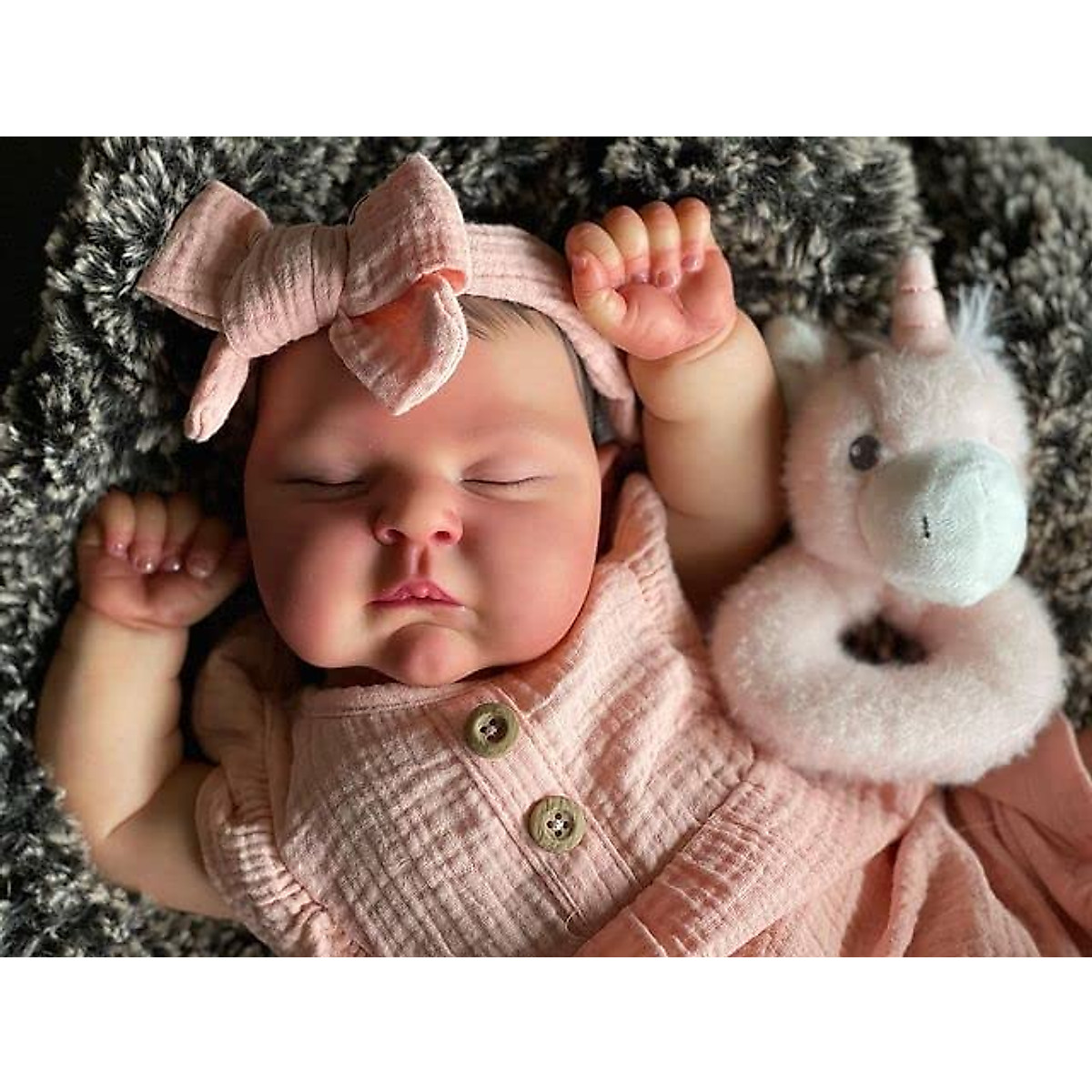 Pinky Lifelike Reborn Baby Doll 20 inches Realistic Soft Vinyl Silicone Newborn Baby Dolls Painted Hair Real Life Bebe Doll Toy Gift for Kids Age 3+