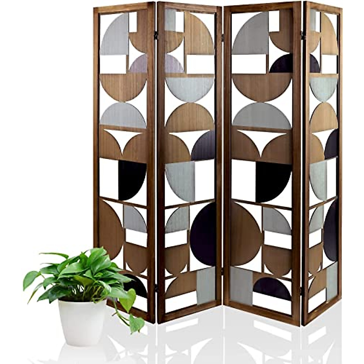 ECOMEX 4 Panel Room Divider,Freestanding Folding Room Divider Screen, Cutout Room Divider Wall, Room Dividers and Room Partition for Home Office（Classic Color）