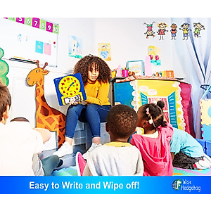 Large Dry Erase Magnetic Teaching Demonstration Clock, Kids Telling Time Learning Clock for Analog and Digital Time, Labelled Minute & Hour Hands, for School Classrooms & Homeschool Supplies