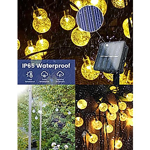 Bryopath Solar String Lights Outdoor, Solar Xmas Tree Lights, Crystal Globe Lights with 8 Lighting Modes, Waterproof Solar Powered Patio Lights for Garden Yard Porch Wedding Party Decor Halloween