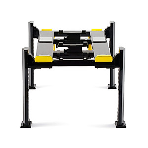 Greenlight 13591 Four-Post Lift - Dark Gray with Yellow Ramps 1/18 Scale Diecast