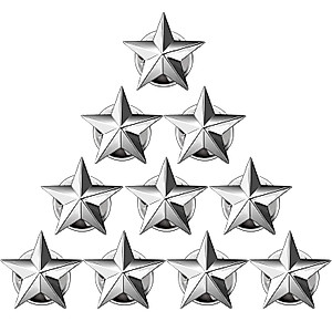 10 Pieces Star Badge Lapel Pin for 4th of July Memorial Day Veterans Day Party Independence Day Celebration Labor Day Theme Party Costume Decorations (Silver)