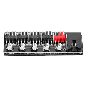 Wider Wiring Expand The 4‑pin Interface 4Pin Fan Hub, 1 to 5 Hub for CPU Motherboard Fan + Capacitor