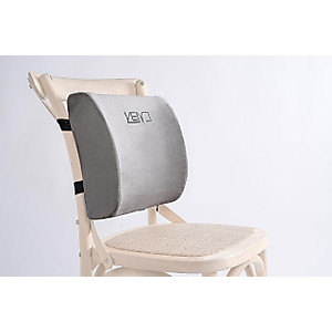 CYLEN Gel Infused Memory Foam Back Cushion Lumbar Support Pillow for Office Chair, Car & Wheelchair - Adjustable Double Strap & 3D Washable Cover (Grey)