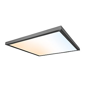 Ultralux 2x2 ft Surface Mount Ceiling Light Panel – Slim, Edge Lit, Flush Mount Flat Panel for Kitchen, Home & Office - TRIAC Dimmable, 3CCT Adjustable Color Temperature (Matte Black, 1 Pack)