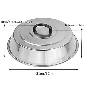 ZBXFCSH Griddle Accessories 12 Inch Round Stainless Steel Basting Griddle Cover - Cheese Melting Dome and Steaming Cover, Best for Use in Flat Top Griddle Grill Cooking Indoor or Outdoor