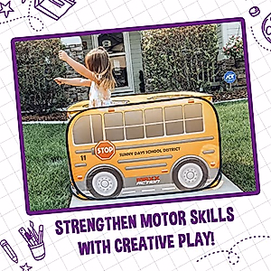 Sunny Days Entertainment Pop Up School Bus – Indoor Playhouse for Kids | Yellow Vehicle Toy Gift for Boys and Girls