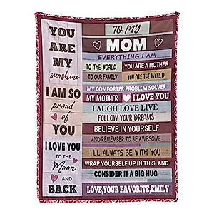 Personalized Mom Blanket Birthday Gifts for Mom from Daughter or Son Mothers Day Best Mom Ever Gifts for Mother Women Her I Love You Mother Daughter Gift Ideas