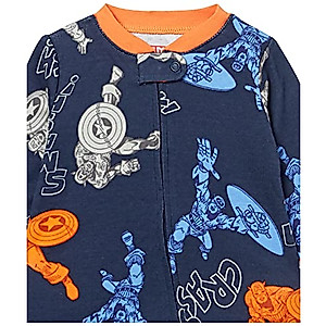 Amazon Essentials Disney | Marvel Baby Boys' Snug-Fit Cotton Pajama Sleepwear Sets, Pack of 2, Marvel Captain America, 3-6 Months