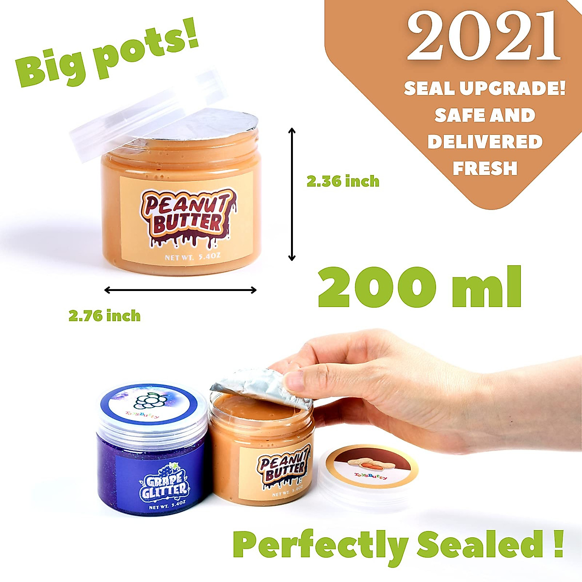 FINOCLAY Slime Kit for Girls Boys, 6 Different Scented Non Sticky Premade Slimes in 28 oz Container with Fruit Charms, Butter Glitter Clear Crystal Putty Gift for Kids Party Favors