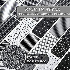 30 Pieces Magnetic Bookmarks Magnetic Page Markers Assorted Bookmarks Set for Student Stationery Present Magnet Bookmarks Clips (Black and White)