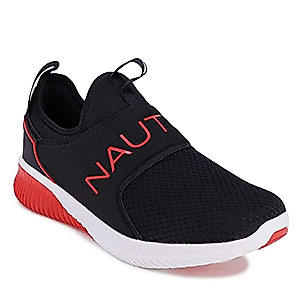 Nautica Men's Casual Fashion Sneakers Slip-On-Walking Shoes-Lightweight Joggers-Coaster-Black Red 1-13