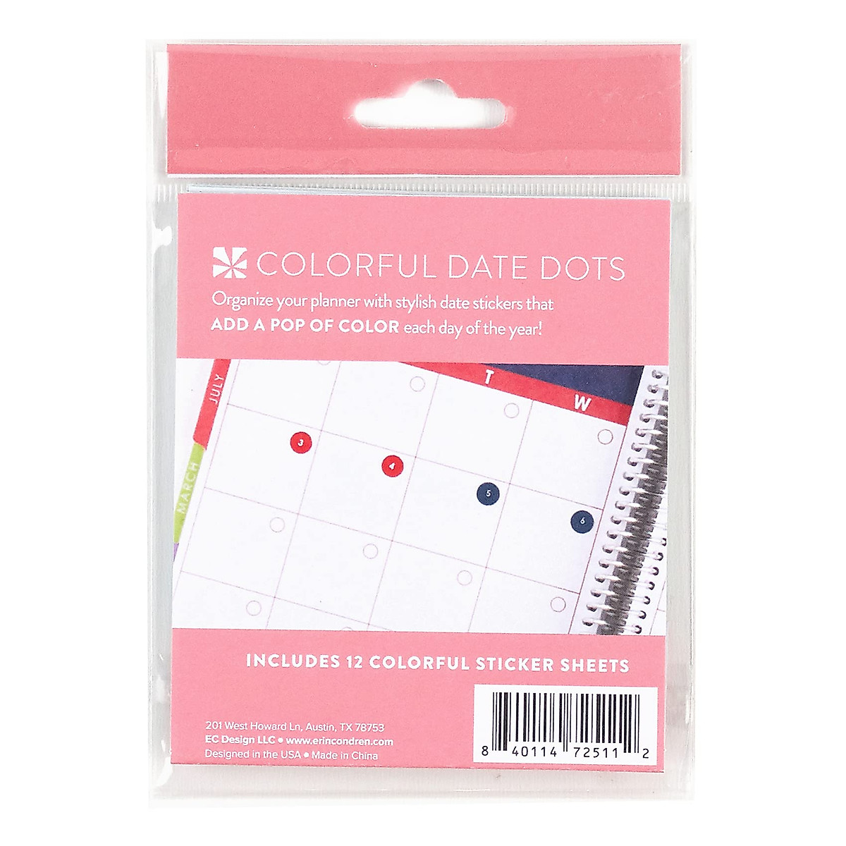 Erin Condren Designer Sticker Sheets - Colorful Date Dots Stickers - 12 Monthly Sticker Sheets, 432 Stickers Total. Decorative and Cute Stickers for Customizing Planners, Notebooks, and More