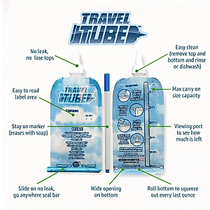 New Invention! Travel Tube Refillable Condiment Squeeze Bottles - Leak Proof Salad Dressing Container To Go - Reusable Condiment Containers with Lids - Camping Storage Containers Plastic Squeeze Bottles 3.4oz - 4 Pk