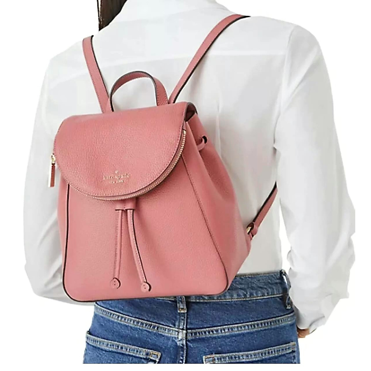 Kate Spade Leila Medium Flap Pebbled Leather Backpack (Pomegranate)