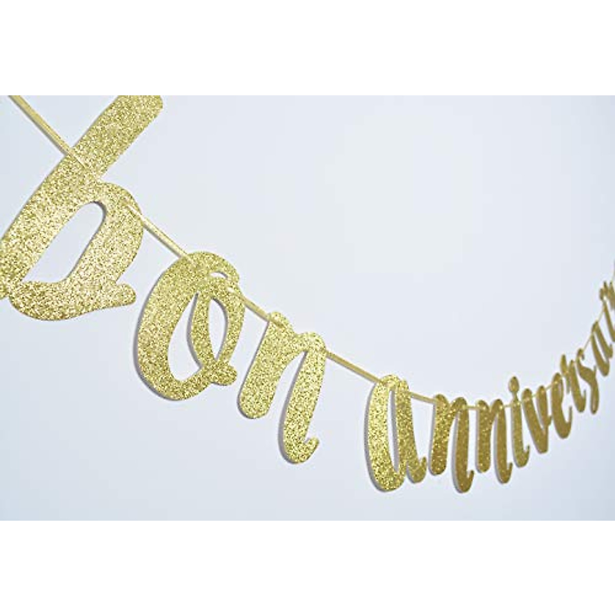 Bon Anniversaire Banner for Happy Birthday Party Decorations French Theme Sign Photo Backdrop (Gold Glitter)