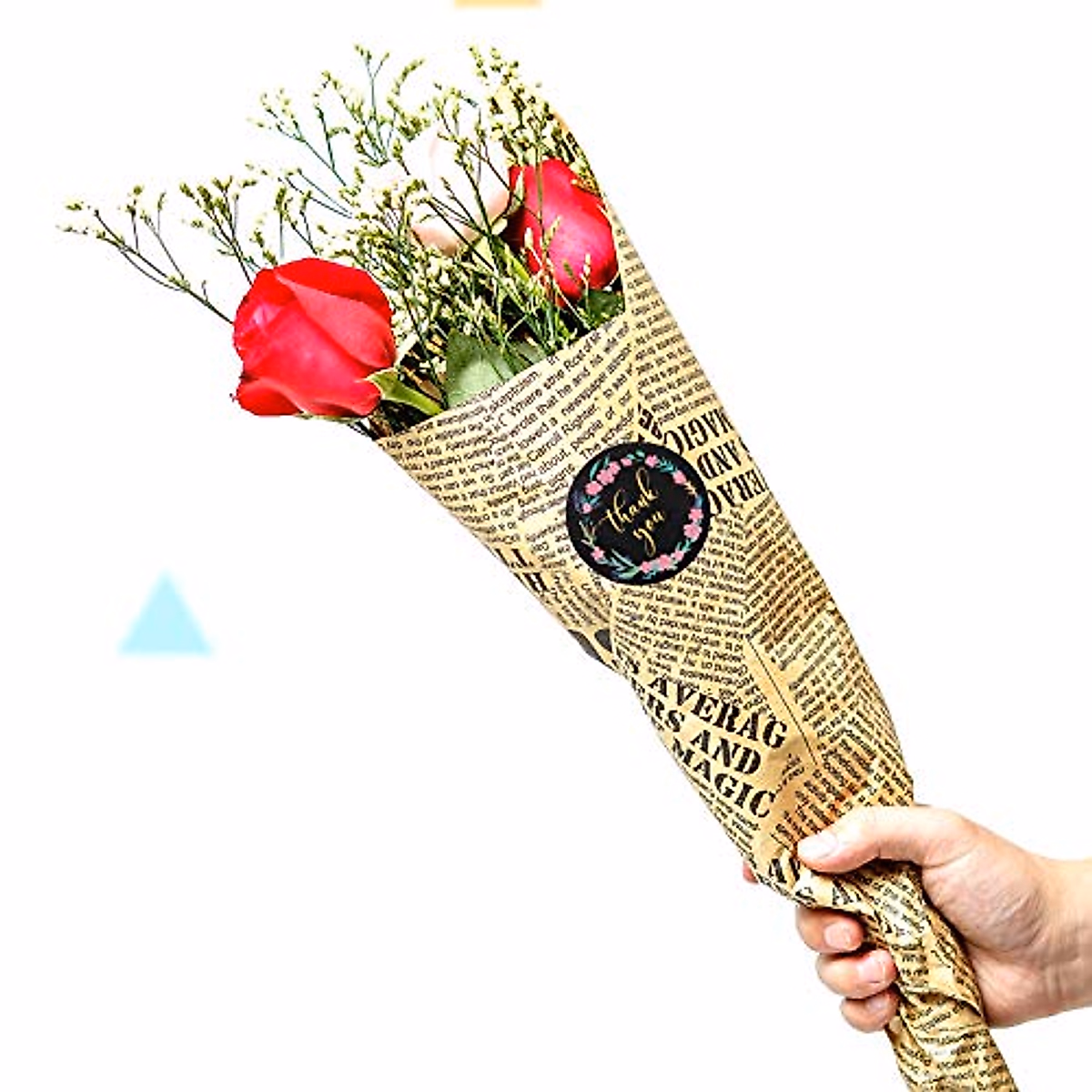 Thank You Stickers Roll - 1.5 inch Thank You Stickers with Floral Base Color, Gold Foil Design, 500 Thank You Stickers for Small Business, Gift Bags, Envelopes Seals, Mailer Stickers and More