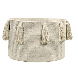 Lorena Canals - Decorative Basket for home storage, nursery, living room, play area, kids' room and much more. Handmade with 100% natural cotton and non-toxic dyes. Natural. Dimensions: 1' x Ø 1' 6''.