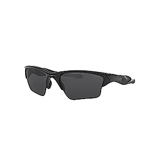 Oakley Men's OO9154 Half Jacket 2.0 XL Rectangular Sunglasses, Polished Black/Black Iridium, 62 mm + 1