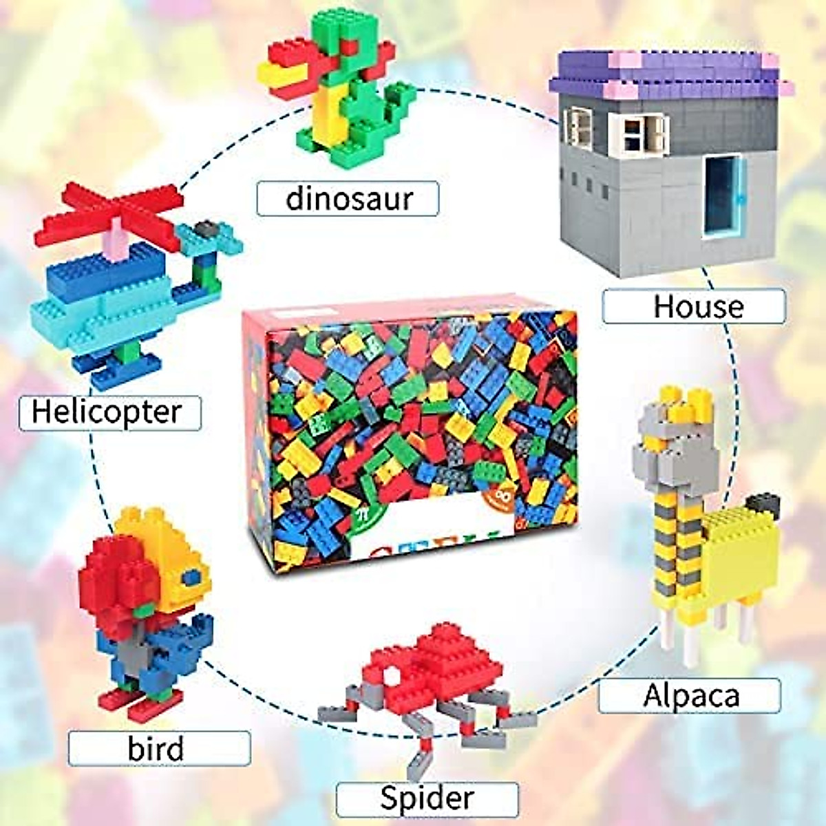 Building Bricks 1500 Pcs, Naivtu Building Blocks for Kids Ages 4-8, Bulk Toy Building Sets with Windows,Doors and Wheels, Classic Creative Bricks Compatible with All Major Brands