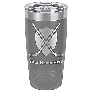 LaserGram 20oz Vacuum Insulated Tumbler Mug, Hockey Sticks, Personalized Engraving Included (Gray)