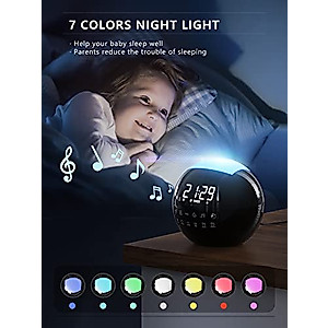 4-in-1 White Noise Sound Machine + Night Light for Kids Baby Adults, 42 Natural Soothing Sounds for Sleeping, Auto-Off Timer, Dual Alarm Clock for Bedroom Office Home, 16 Volume, 2 USB Charger Ports