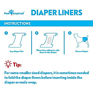 Paw Inspired Dog Diaper Liners | Inserts for Washable Covers, Female Dog Diapers, and Male Dog Belly Bands | Leakproof, Super Absorbent (30 Count)