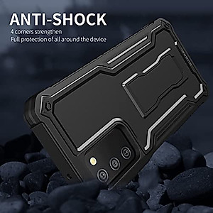 DUOPAL for Samsung Galaxy A03s 5G Case, Military Grade Protection Shockproof Case with Tempered Glass HD Screen Protector and Kickstand Compatible with Samsung A03s 5G Phone 6.5 inch (Black)