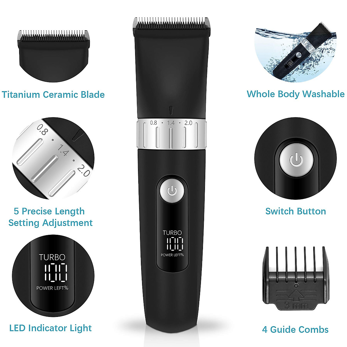 Corded & Cordless Hair Clippers for Men - MAXSHOP Rechargeable Barber Clippers Trimmers Hair Cutting Grooming Kit with LED Power Display