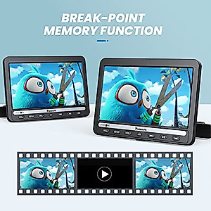 NAVISKAUTO 10.5" Dual Screen Car DVD Player with HDMI Input, Support MP4 1080P Video Playback, Built-in Rechargeable Battery, Play a Same or Two Different Movies (2 X DVD Player)