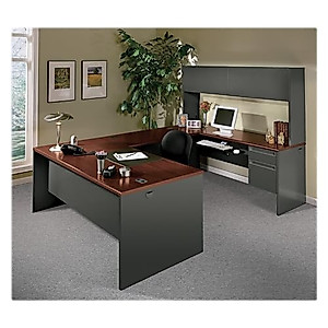 HON 38000 Series Right Pedestal Desk, 48" X 30" X 29.5", Mahogany/Charcoal