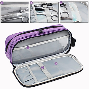 Stethoscope Case for Nurses,Large Double Layer Stethoscope and BP Cuff Case for Littmann Classic III/Cardiology IV/MDF/ADC Stethoscope Accessorie (Purple)