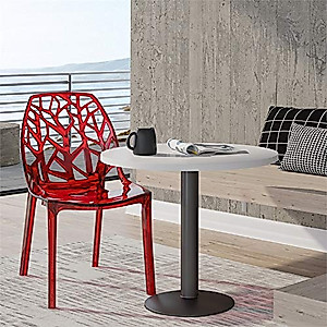 LeisureMod Modern Cornelia Dining Chair, Transparent Red