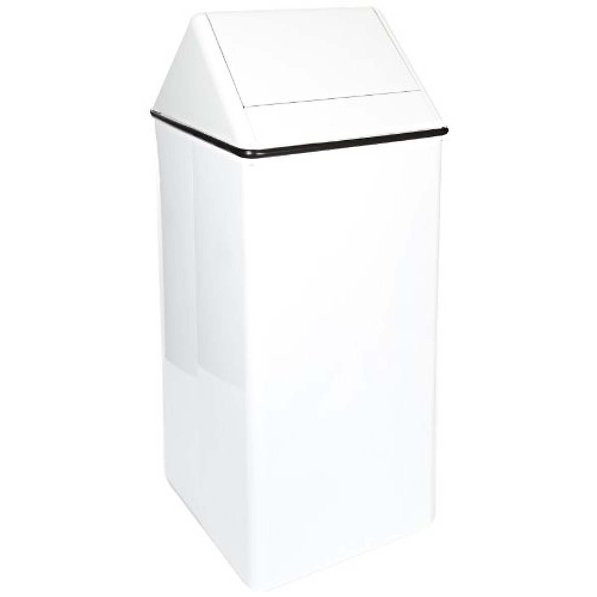 Witt Industries 1411HTWH Stainless Steel 21-Gallon Waste Watcher Hamper and Swing Top Receptacle, Square, 15" Width x 15" Depth x 38" Height, White