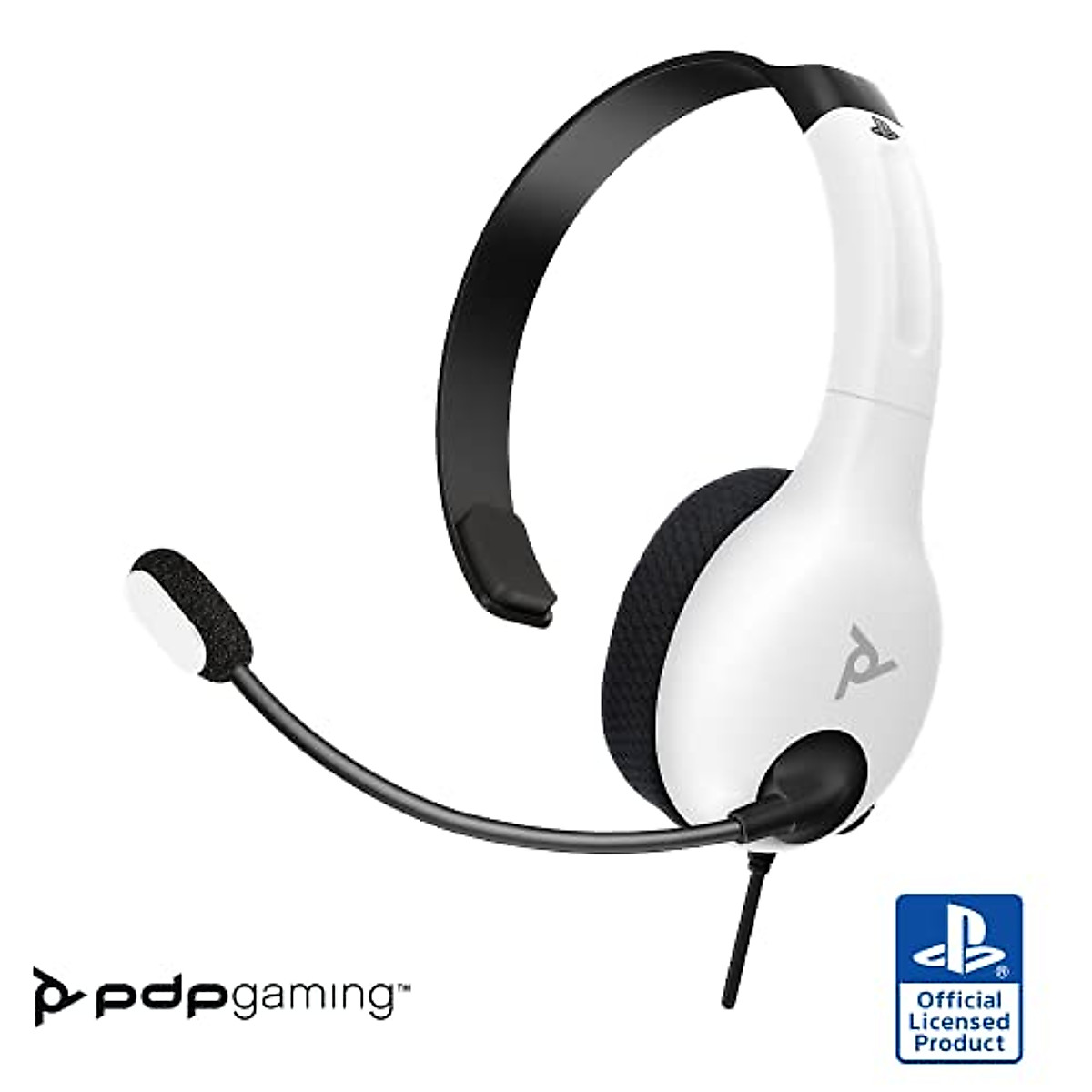 PDP LVL30 Wired Headset with Single-Sided One Ear Headphone for PlayStation, PS4, PS5 - Mac, Tablet Compatible - Noise-Cancelling Mic - Lightweight, Cool Comfort, Great for Gaming , School and Remote Work - White
