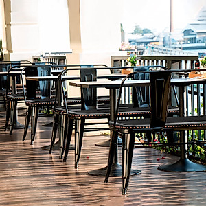 Yaheetech Dining Bench Farmhouse Bench Metal Dining Bench Upholstered Dining Room Bench with Removable Backrest Long Bench for Dining Room, Kitchen, Garden, Backyard Black