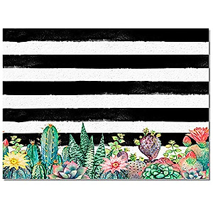 Olivefox 3x5 Feet Floor Mat Area Rug, Cactus Watercolor Black and White Stripes Runner Indoor Carpet, Non Skid Rug Accent for Living Room, Hallway, Kitchen, Office HSM-2021-5-13-JJXT-SHZF02827MDKAOLX