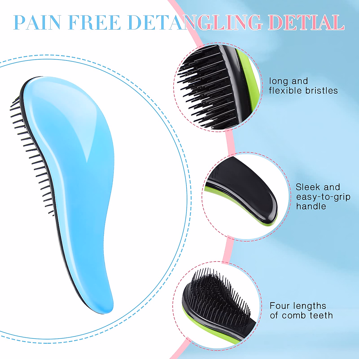 12 Pieces Detangler Brush Hair Brush Bulk Mini Small Wet Comb Brush for Kids Girls Curly Thick Straight No Pain No Knot Hair Brush for Women Men (Vivid Color)