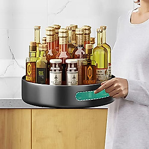 Lazy Susans Organizer 2 Tier Metal Steel, Turntable Height Adjustable, SAYZH Rotating Spice Racks for Pantry Cabinet Cupboard Table, 12 inch, Black