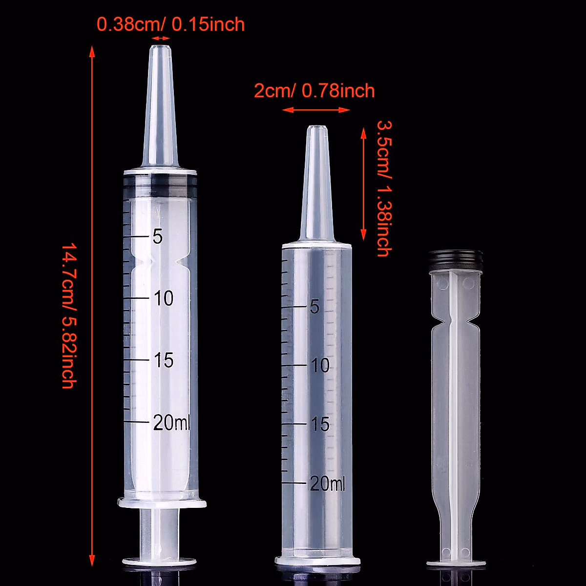 Frienda Large Plastic Syringe for Scientific Labs 4 Pack Measuring Syringe Tools Dispensing Multiple Uses