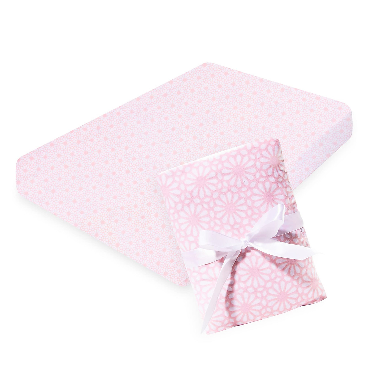 World Kind Brand - Floral Baby and Toddler Bed Sheets, Soft and Breathable Baby Sheets, Pure Cotton-Made Baby Girl Crib Sheets, Pink and White Crib Sheet with Elastic, 52 x 28 x 9 inches