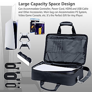 omarando Gaming Console Carrying Case,Compatible with PS5 or PS5 Slim,Travel Carrying Bag for Game Controller and Accessories,Included Controller Protective Box (Black-White)