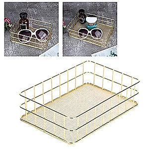 Kuuleyn Wire Mesh Basket, Golden Iron Storage Basket Multifunctional Wire Mesh Desktop Storage Organizer for Home(Large)