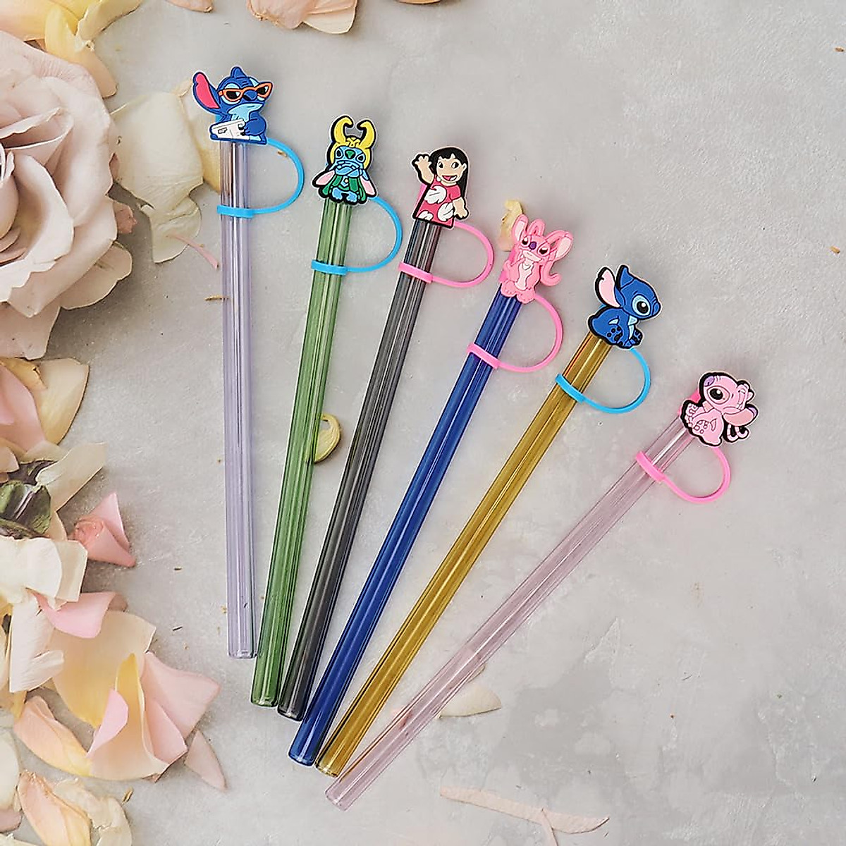 6 PCS Stanley Straw Topper for Stanley Cup 30&40 Oz,Stanley Straw Cover for 10mm Straw,Stitch Stanley Cup Accessories,Cute Straw Cover Cap