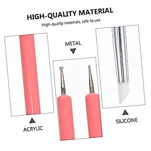 FOMIYES 5pcs Silicone Dot Needle Pen Nail Set Tool Pinceles Para Uñas Acrilicas Nails Kits Salon Nail Stylus Pen Nail Brush Pen Nail Art Tip Dot Nail Liner Brush Manicure Brush Pen Pink