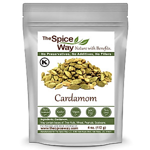 The Spice Way Cardamom Pods- (4 oz) Whole Green Cardamom Pod kosher by OK